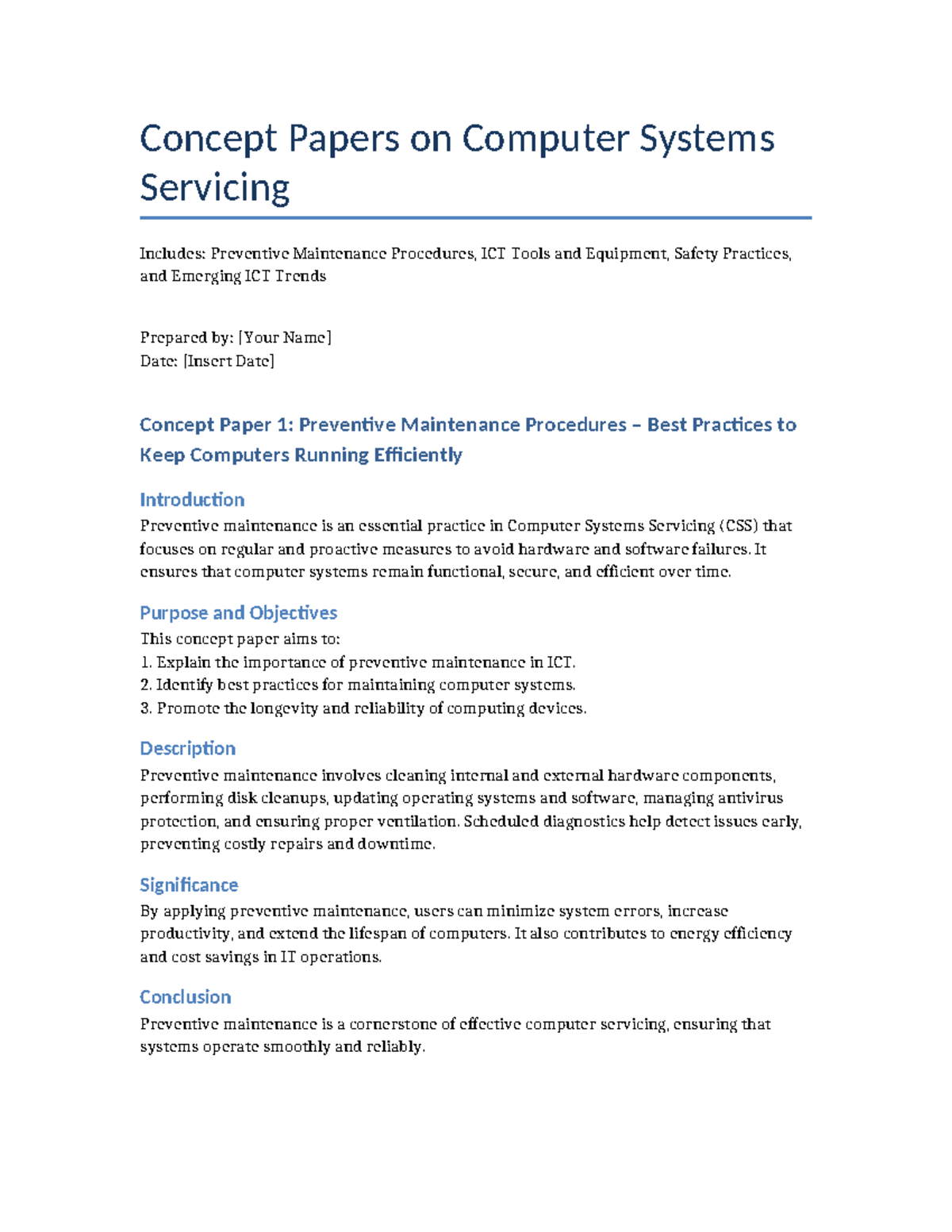 CSS Concept Papers: Best Practices in Computer Systems Servicing - Studocu