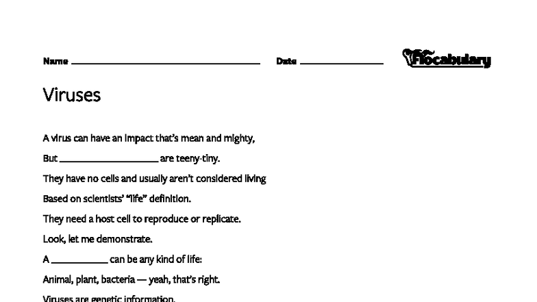 Viruses (Cloze Activity) - Understanding Their Impact and Replication ...