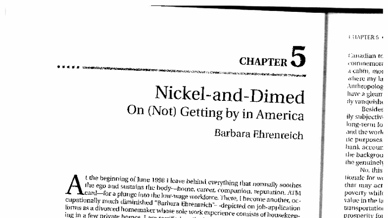 Nickel and Dimed: Chapter 5 Insights on Poverty and Work - SSS - Studocu