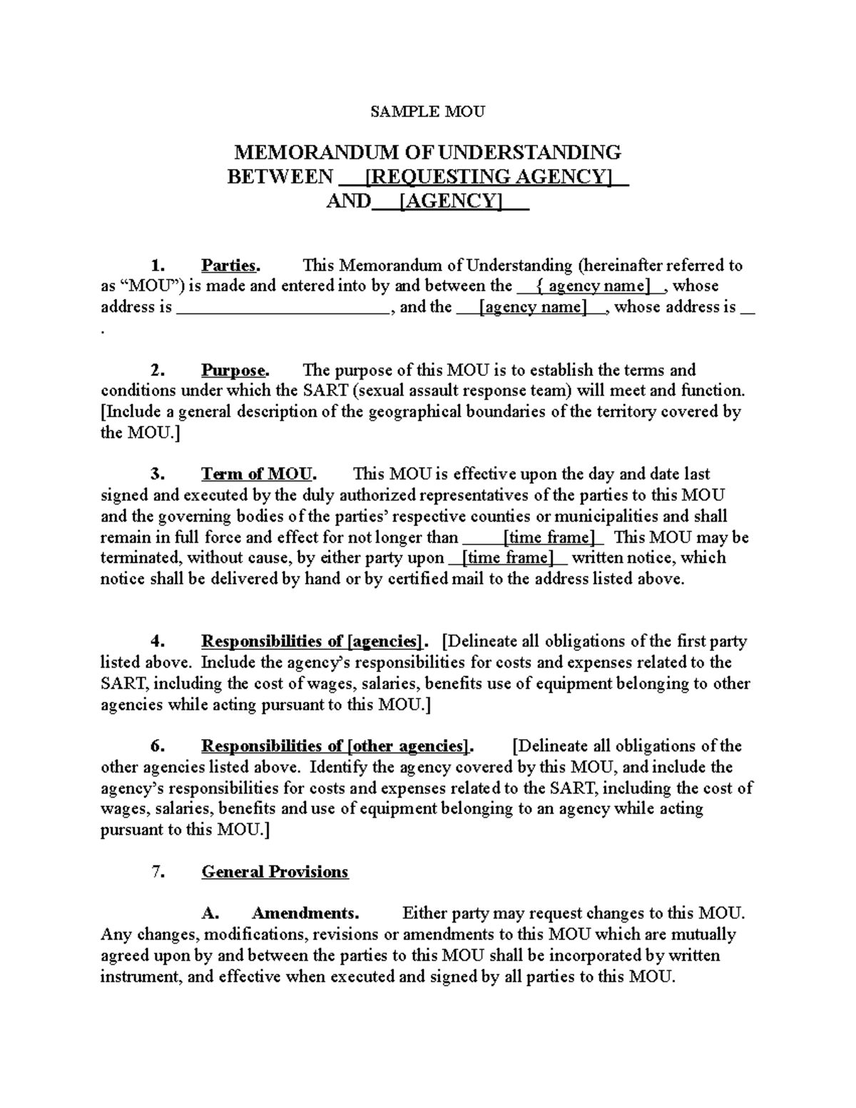 Memorandum of Understanding Template 05 - SAMPLE MOU MEMORANDUM OF ...
