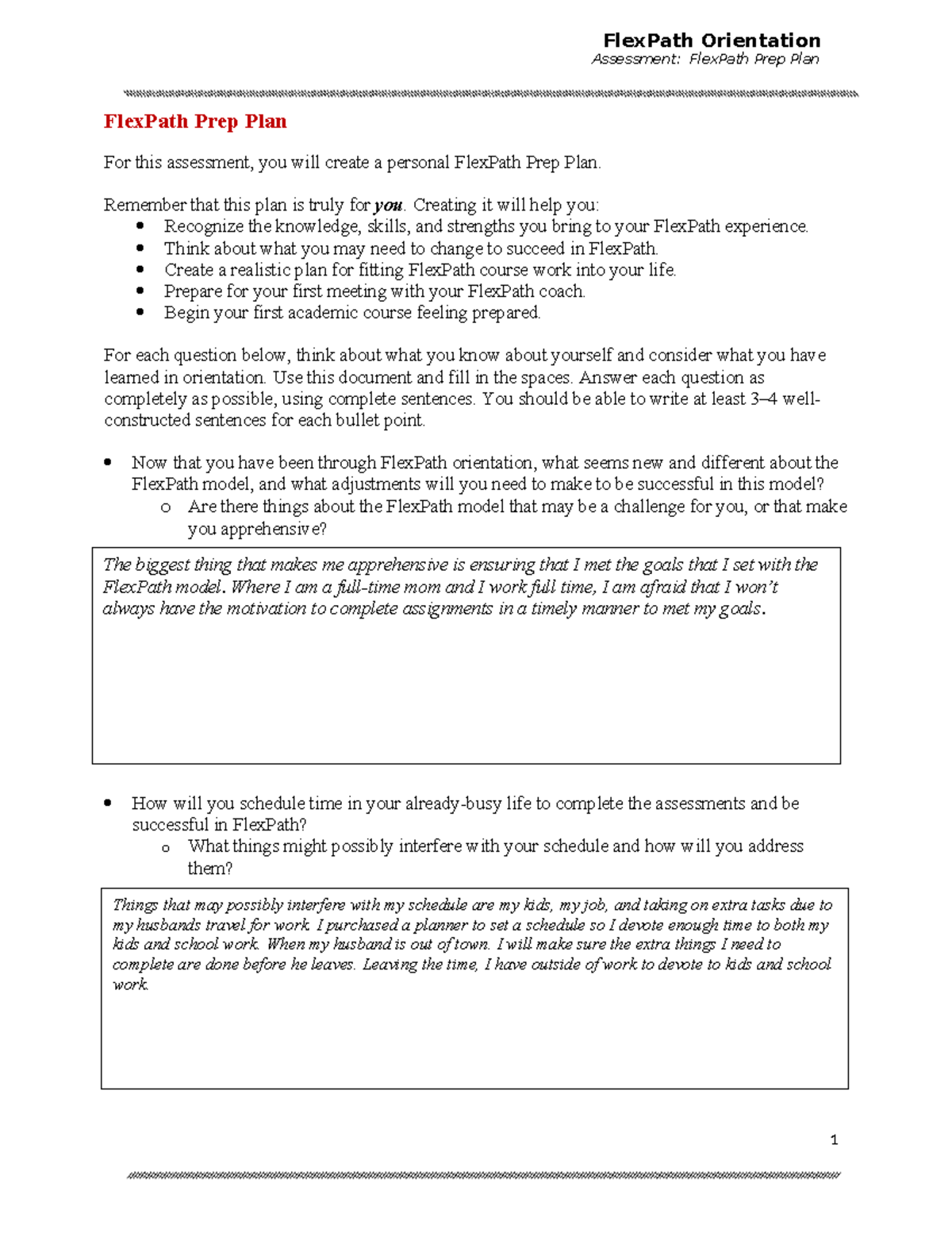 FPO2001 Lopez Stacey Assessment 1-1 - FlexPath Orientation Assessment: FlexPath Prep Plan 1 ...