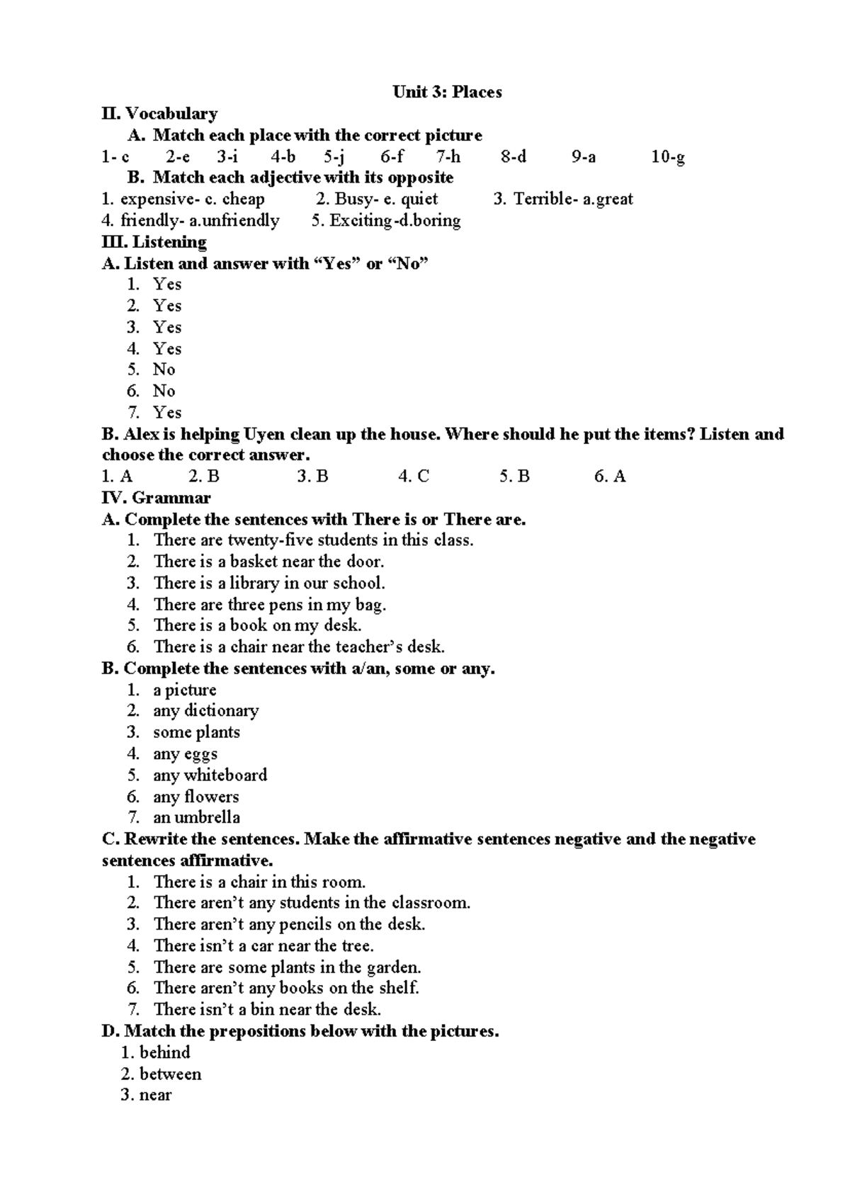 Unit 3 & 4: Vocabulary, Grammar, and Review Answers - Studocu