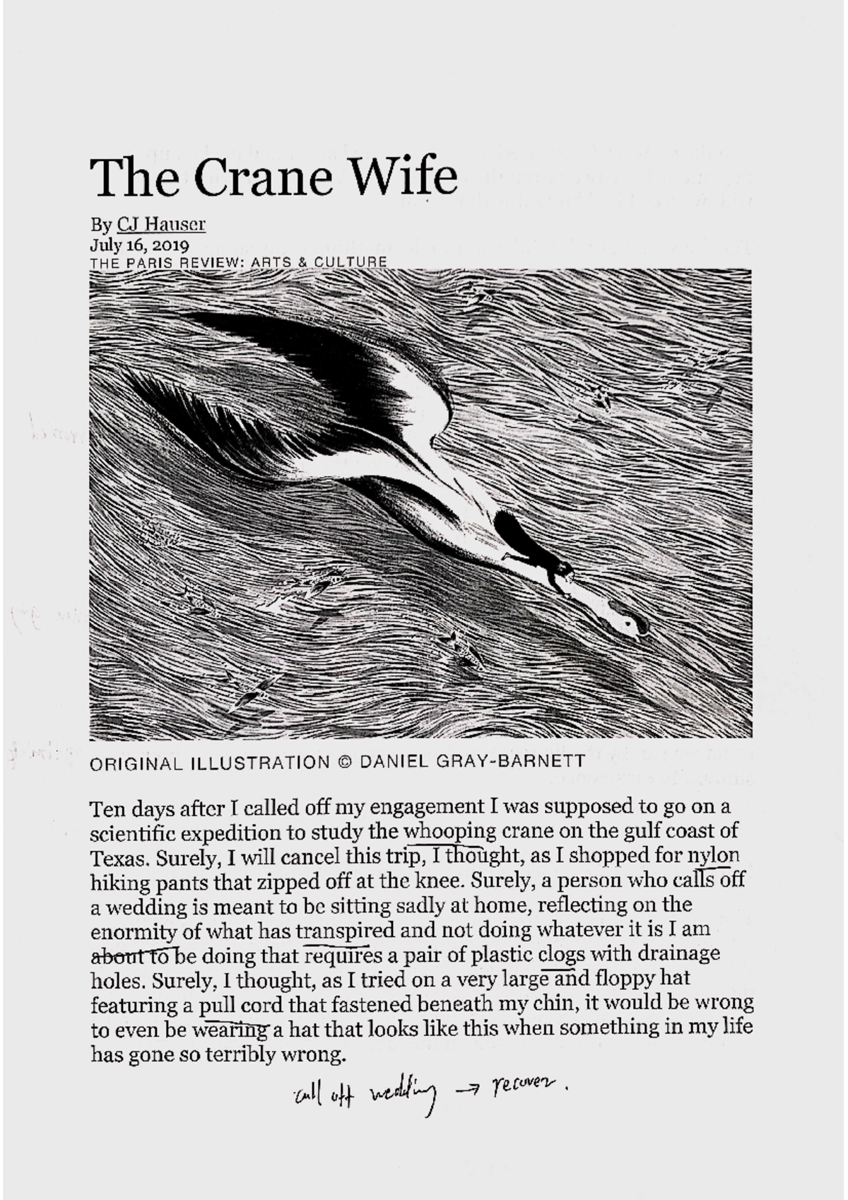 The crane wife - practice - The Crane Wife CJ Hauser July 16, 2019 THE ...