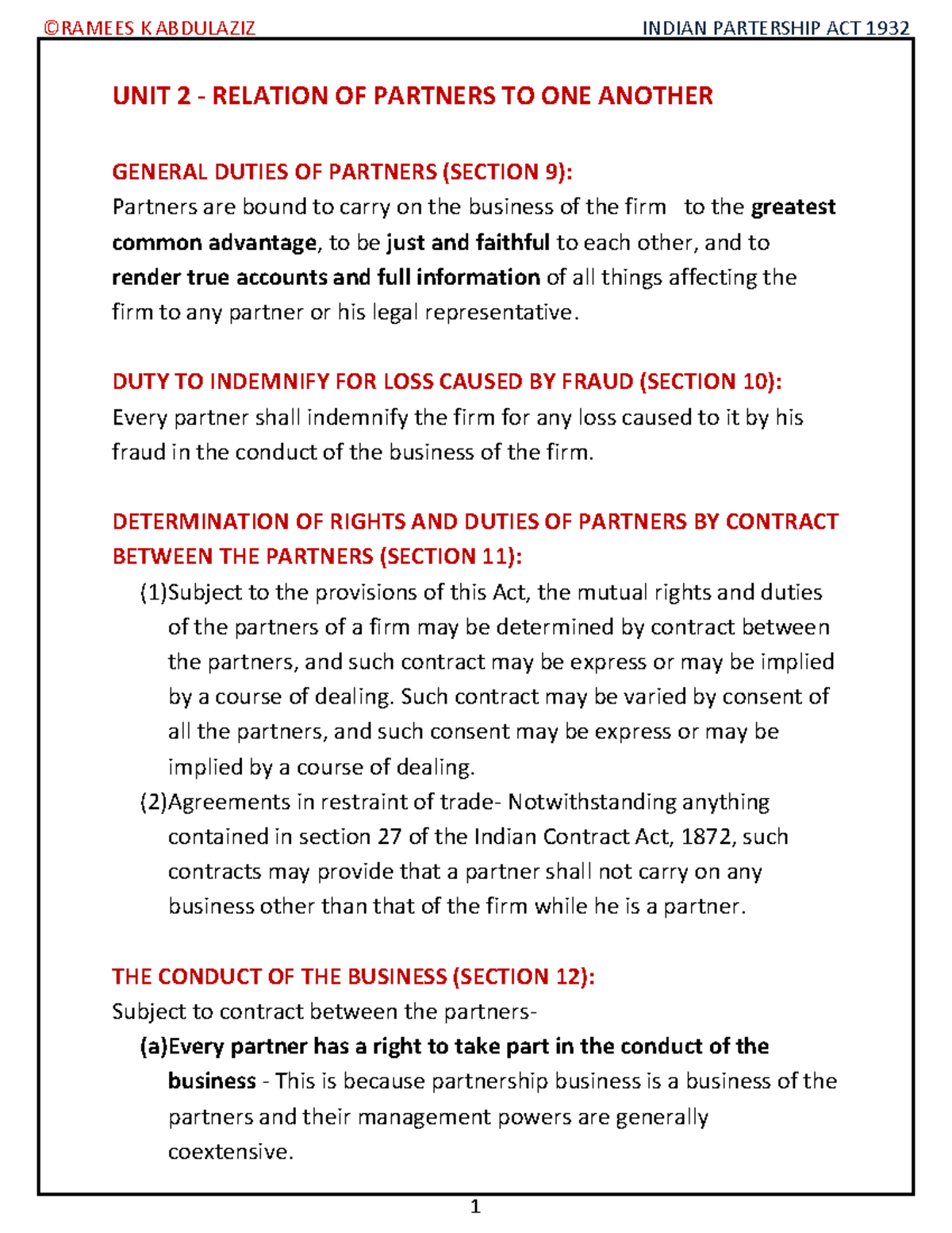 IPA UNIT 2 - Duties and Rights of Partners in Business Relations - Studocu
