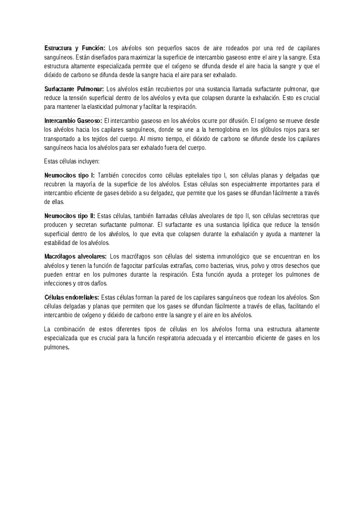 Histología de Alveolos: Estructura y Función del Intercambio Gaseoso ...