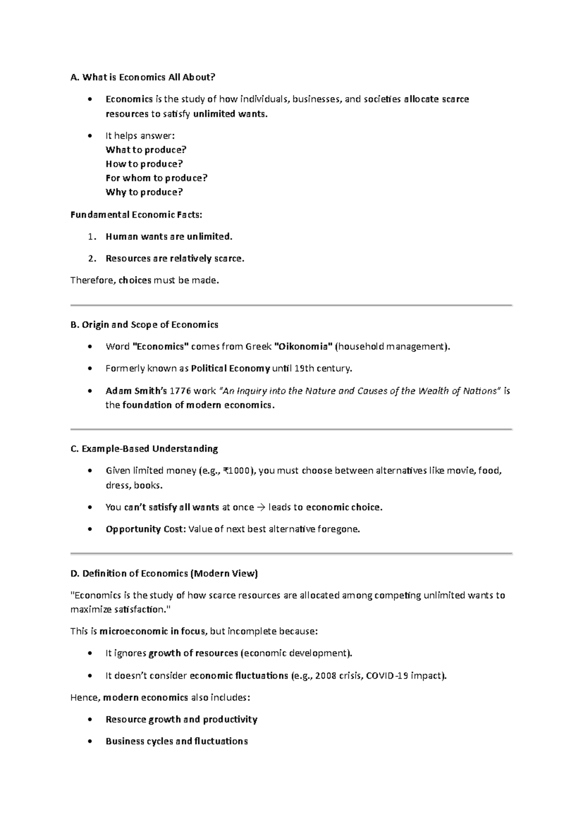 Chapter 1 Unit 1 - Introduction to Economics and Business Economics ...