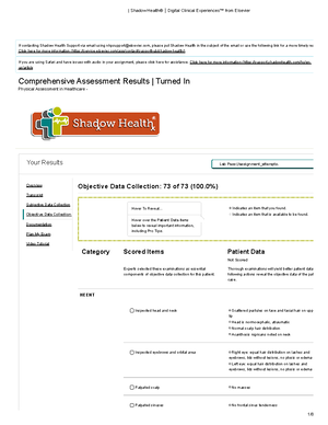 Shadow Health Tina Jones Comprehensive Results Subjective Results ...