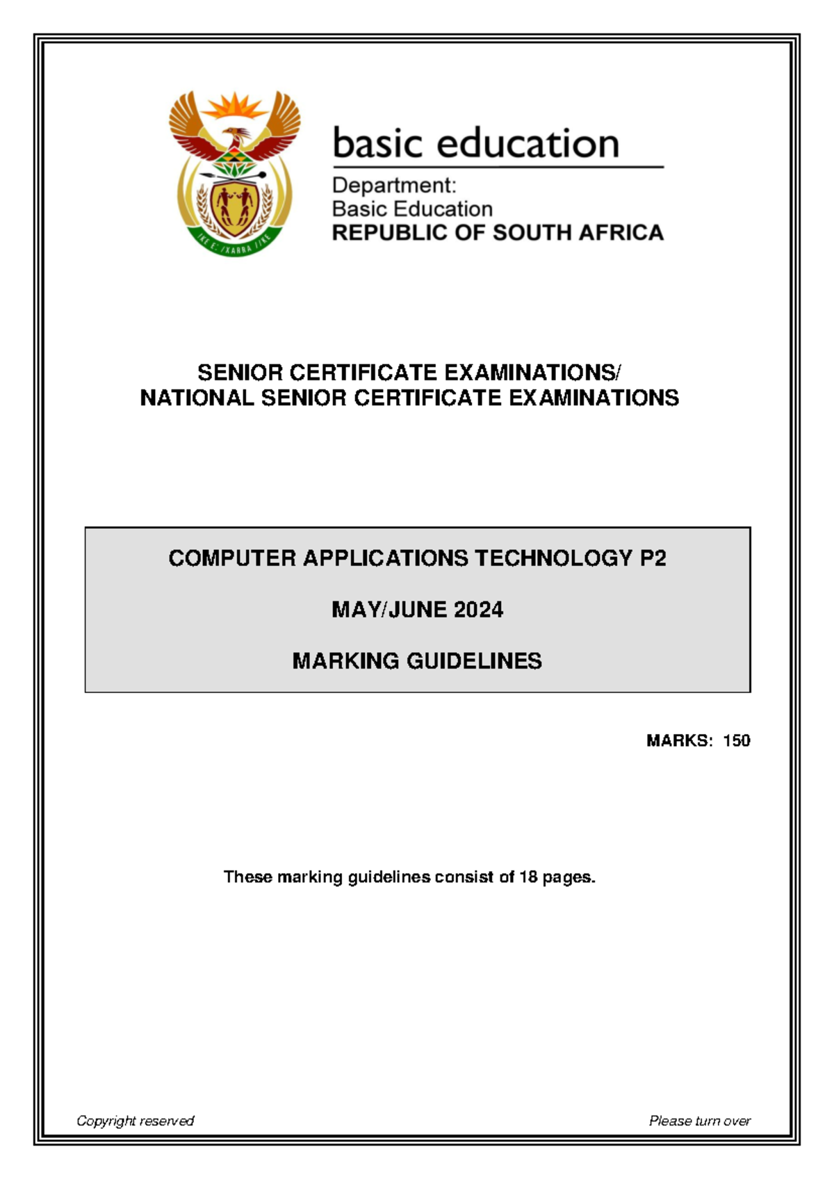 Computer Applications Technology P2 May-June 2024 Marking Guidelines ...