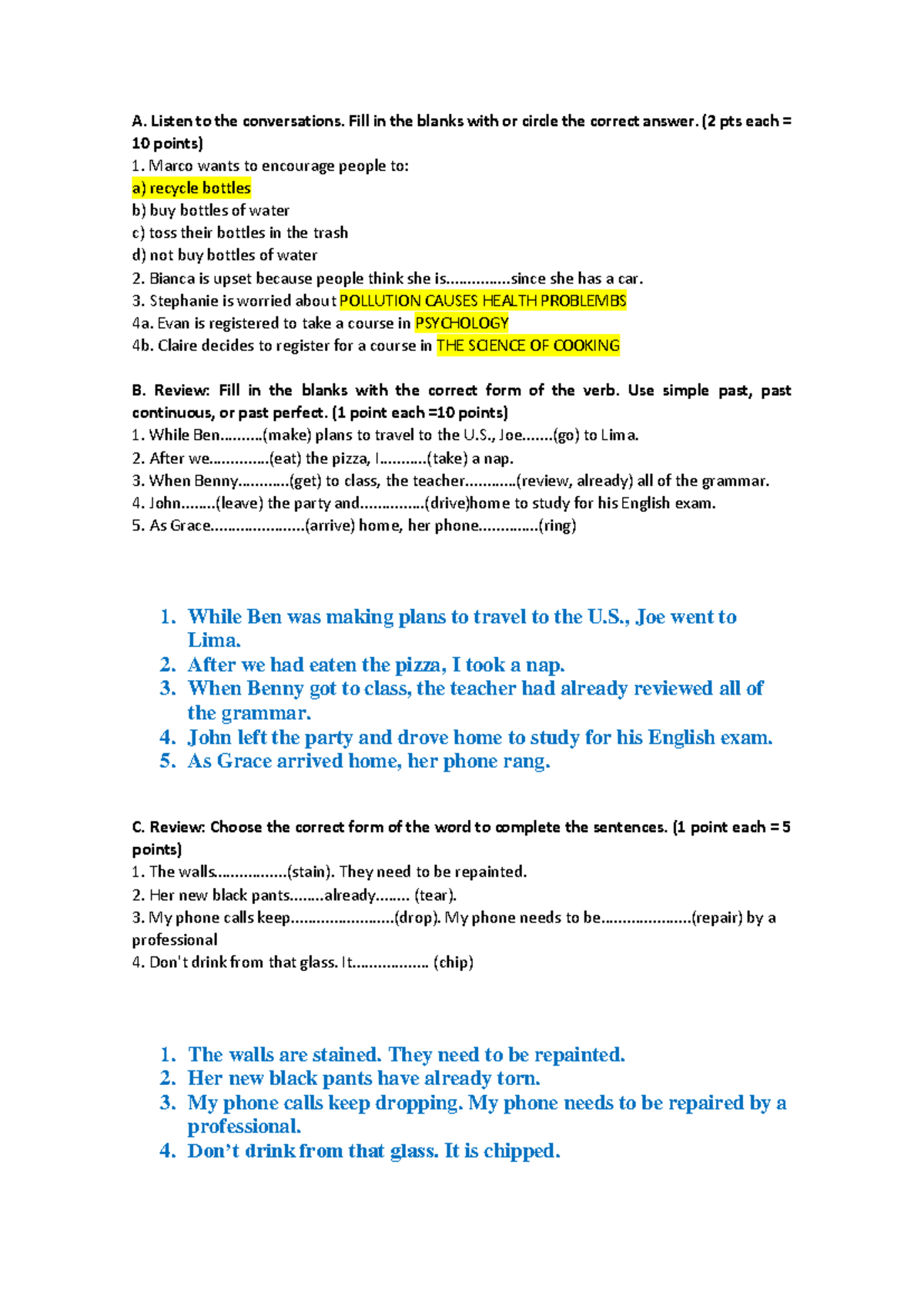 EX4Final - Spanish Listening and Grammar Exam Review - Studocu