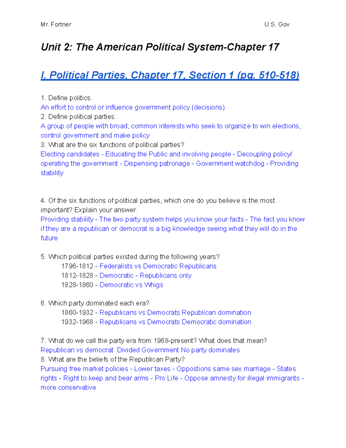 U.S. Government: Unit 2 - The American Political System, Chapter 17 ...