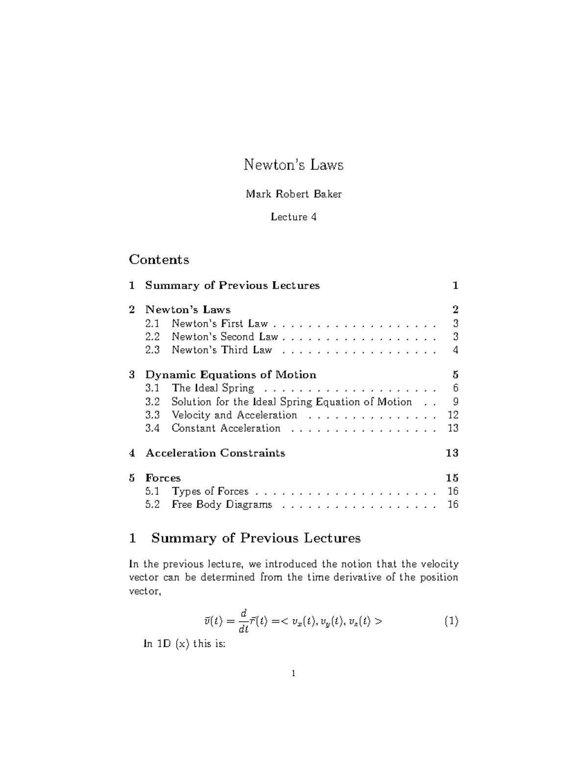 Lecture 4 - Newton's Laws (PHYS 101) Summary and Key Concepts - Studocu