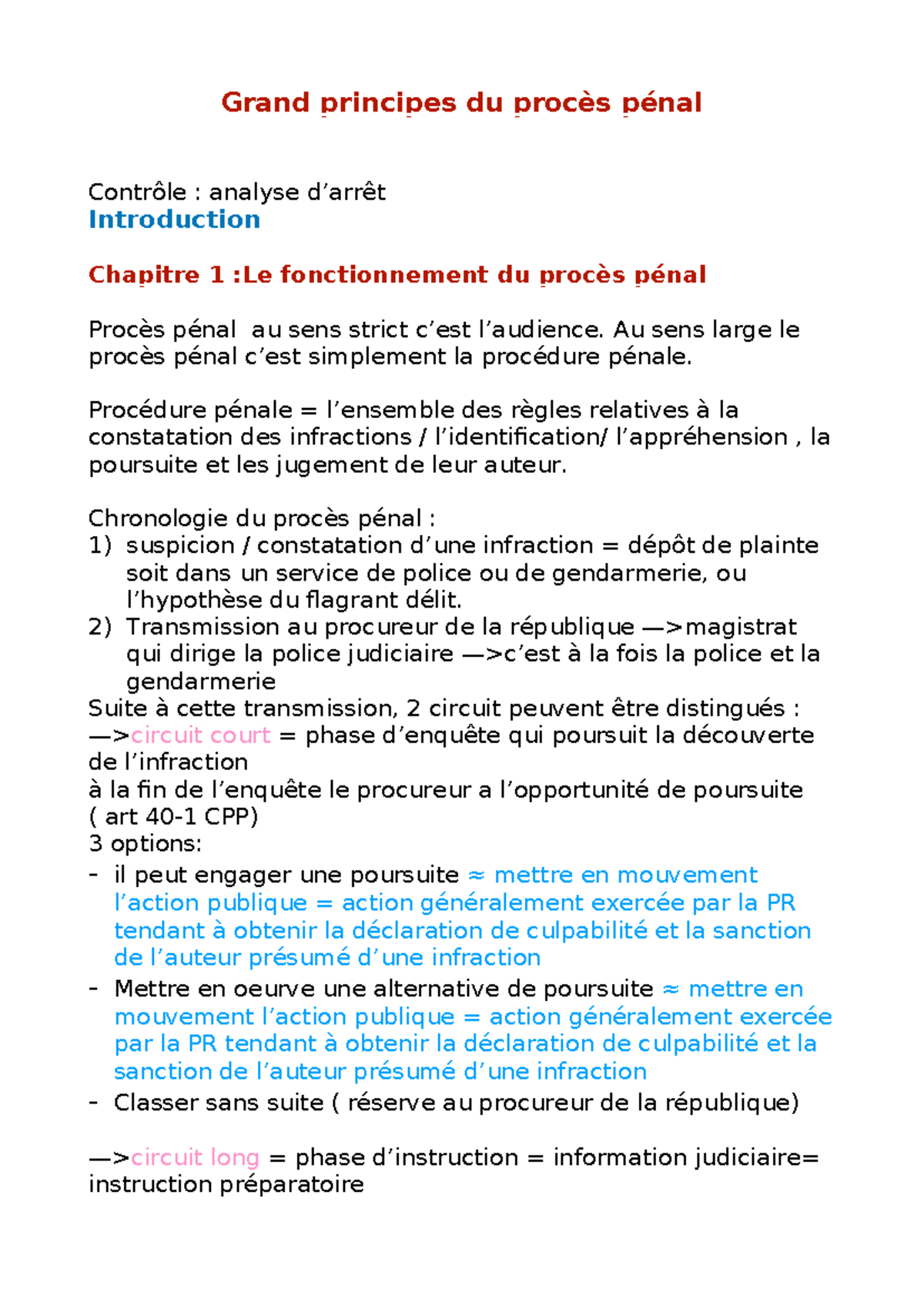 Grands Principes du Procès Pénal : Analyse et Fonctionnement (Cours CPP ...