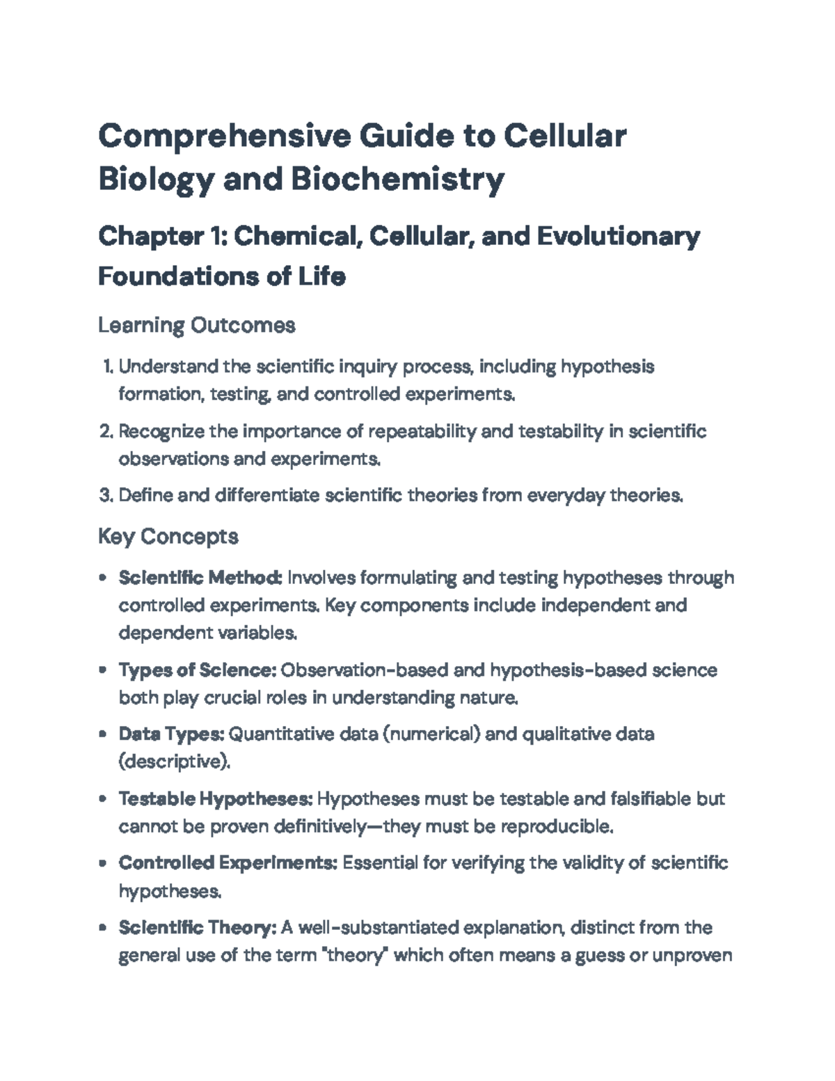 Comprehensive Cellular Biology and Biochemistry Overview (Chapter 1-10 ...