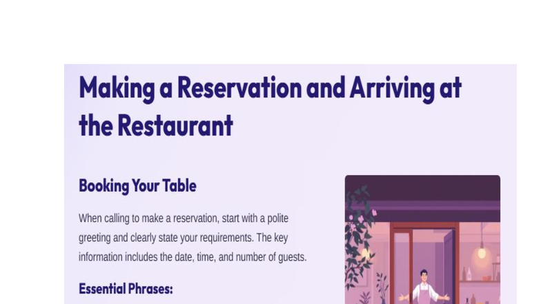 Restaurant English: Making Reservations & Dining Etiquette (ENG 101 ...