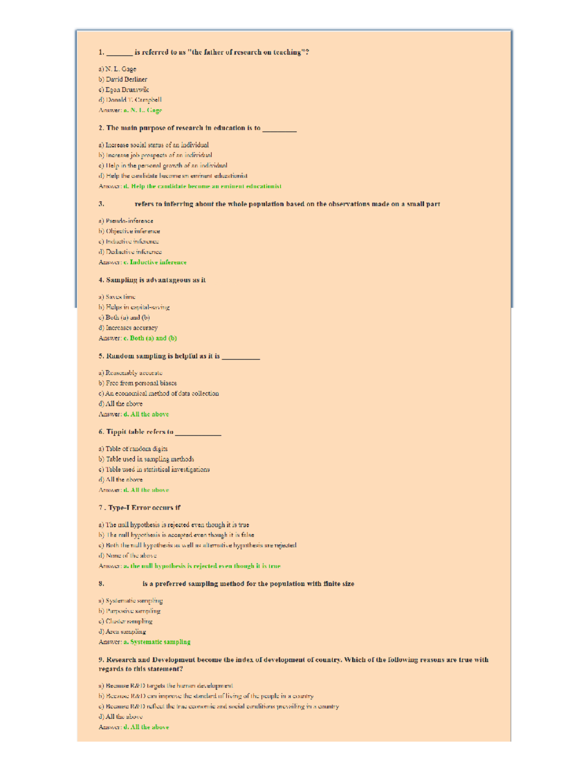 Research Methodology Question Bank with Answers - PDF Version - Studocu