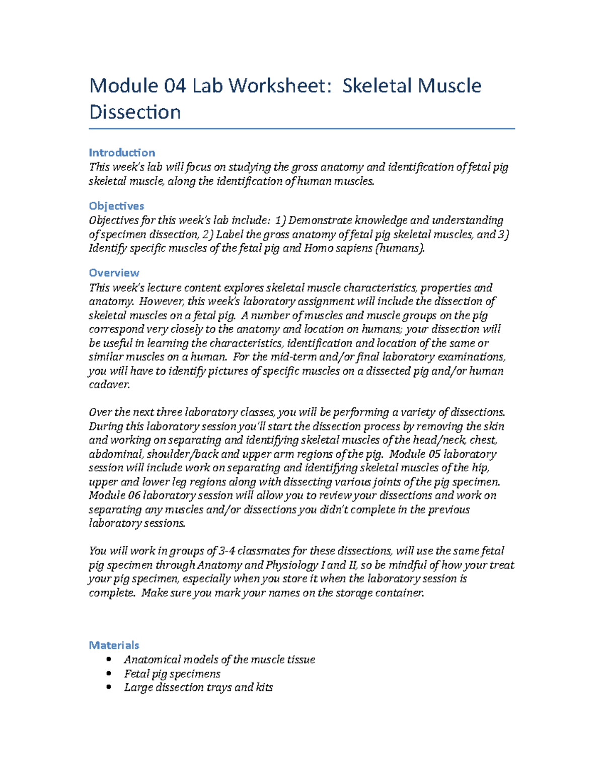 Module 4lab 102518 - lab - Module 04 Lab Worksheet: Skeletal Muscle ...