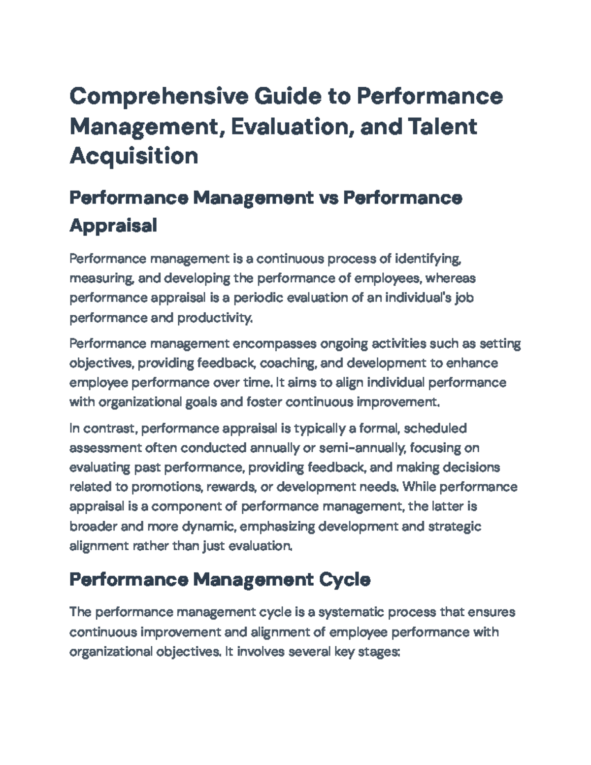 Comprehensive Guide to Performance Management & Appraisal Systems - Studocu