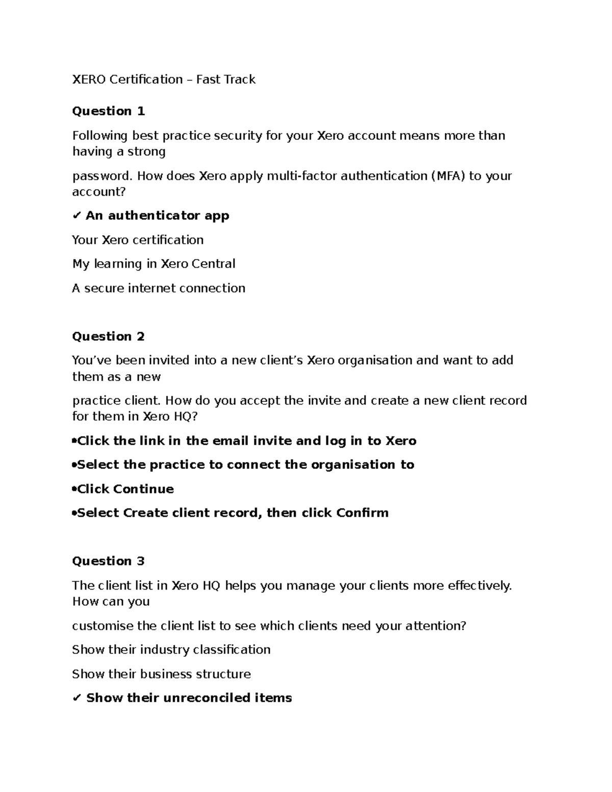 XERO Certification - Fast Track Study Guide and Exam Preparation - Studocu