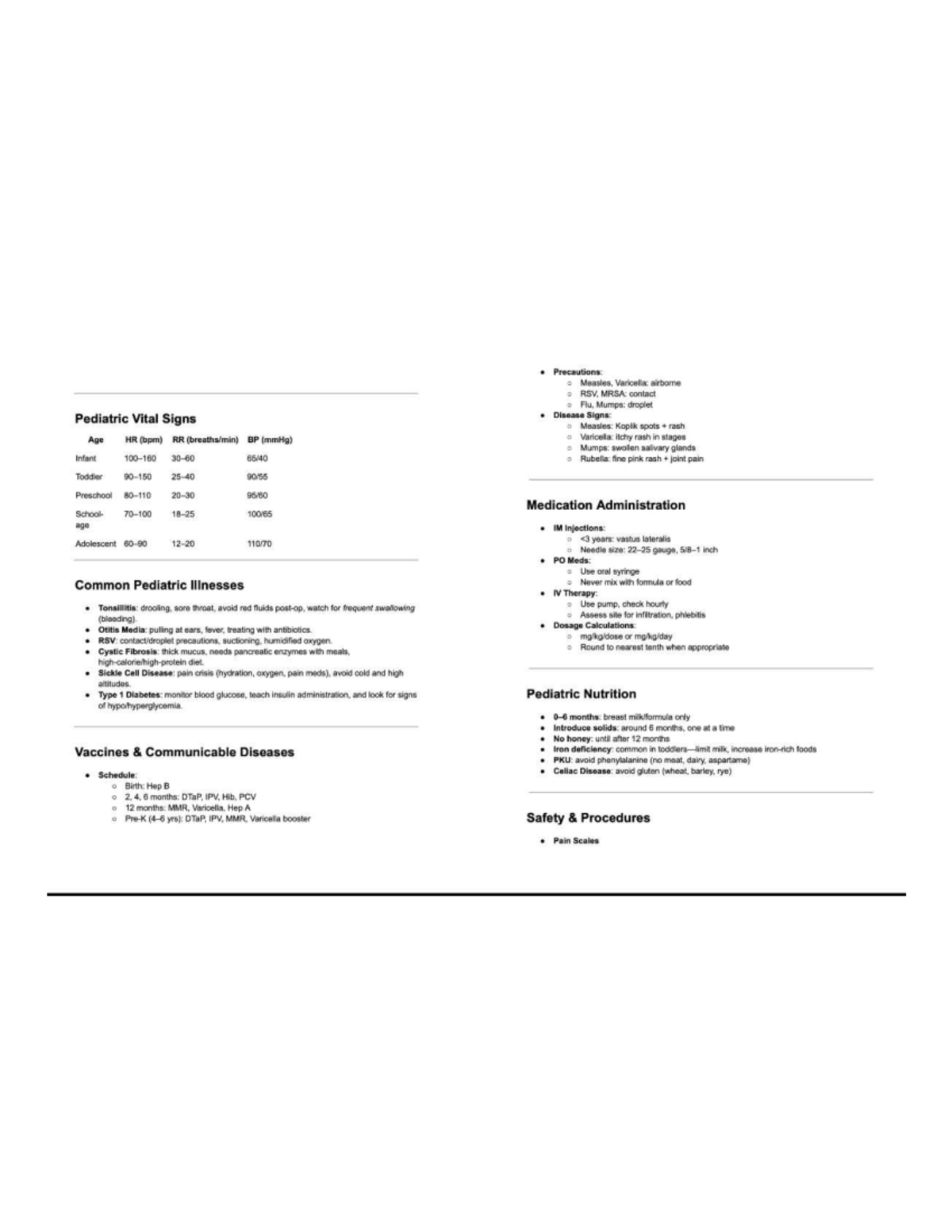 Pediatric vital signs and common illnesses: precautions and care - Studocu