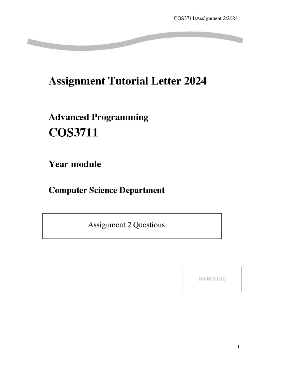 COS3711 2024 Assignment 2: Advanced Programming GUI Project - Studocu