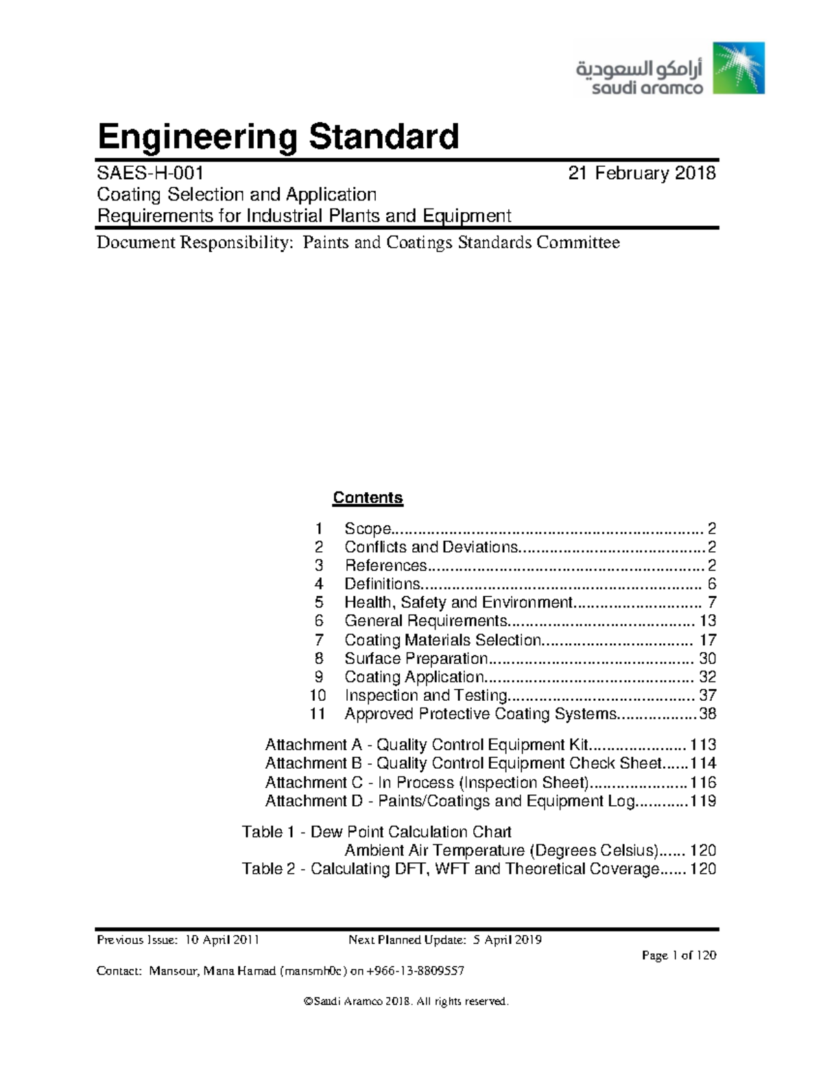 SAES-H-001: Coating Selection & Application Standards for Industrial ...