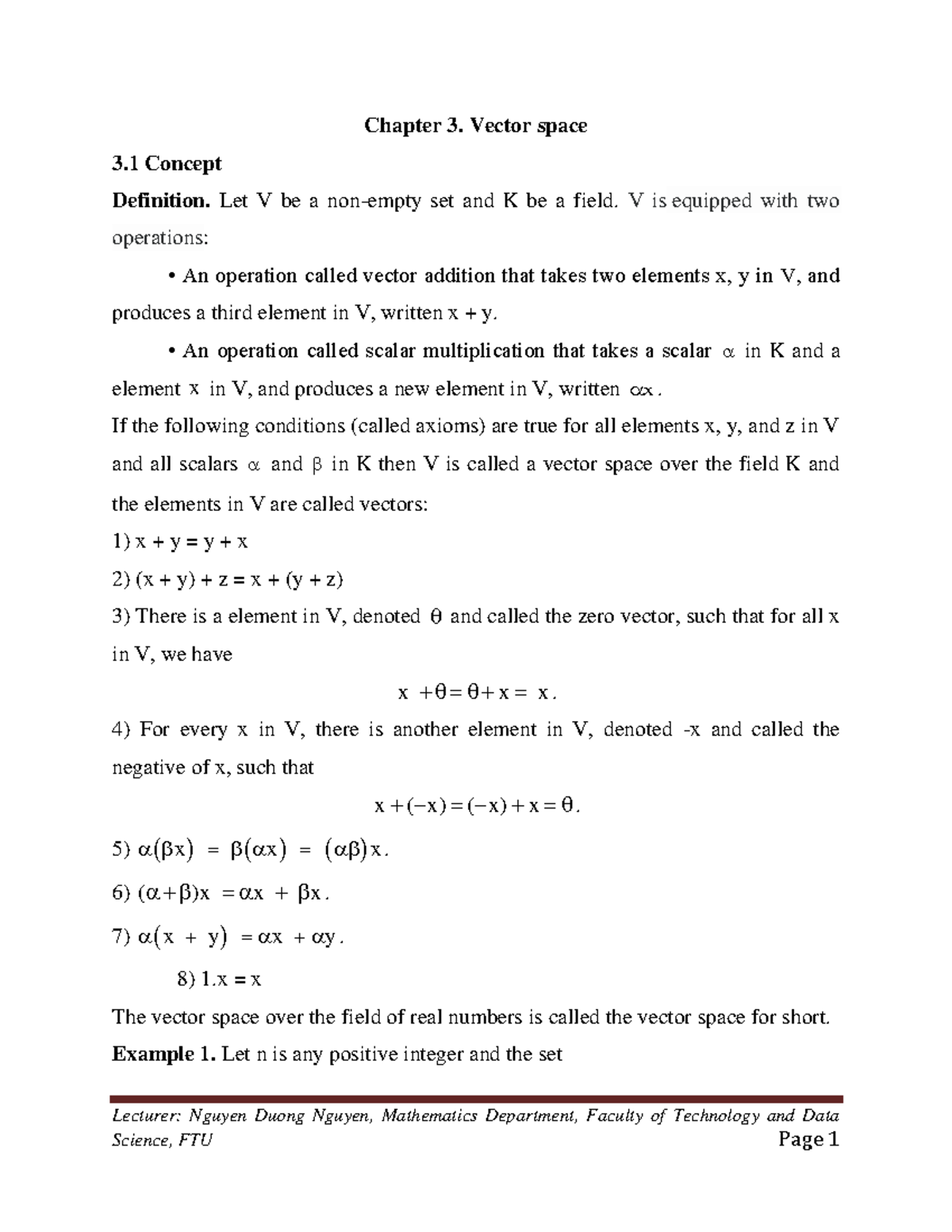 Chapter 3 TCC - Vector Space Concepts and Definitions - Studocu