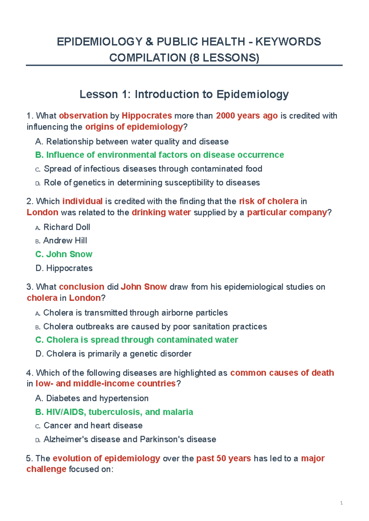 EPID 101: Key Concepts in Epidemiology (8 Lessons Review) - Studocu