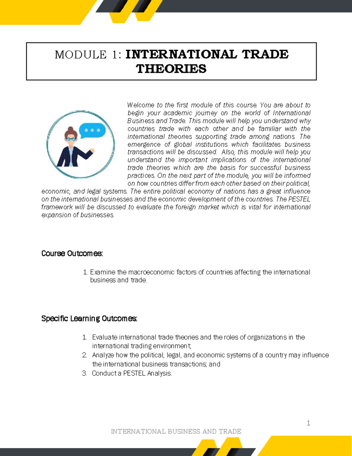 Module 1: International Trade Theories and Practices in IBT - Studocu