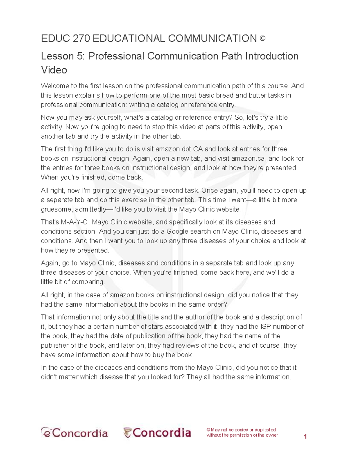 EDUC 270 Lesson 5: Intro to Professional Communication Path - Studocu