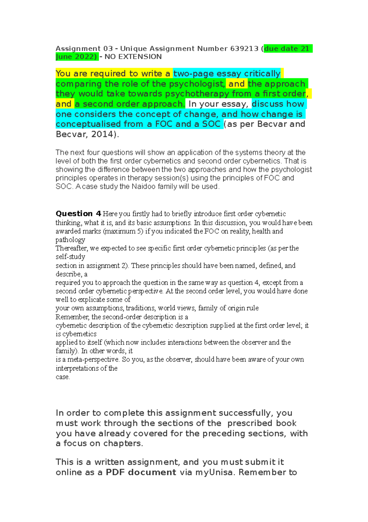 Assignment 03 PYC4808 Explained - Assignment 03 - Unique Assignment Number 639213 (due date 21 ...