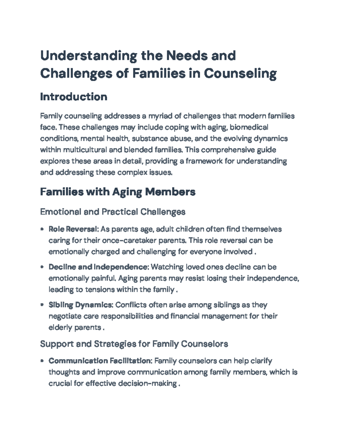 Strategies & Insights for Family Counseling Challenges: A Guide - Studocu