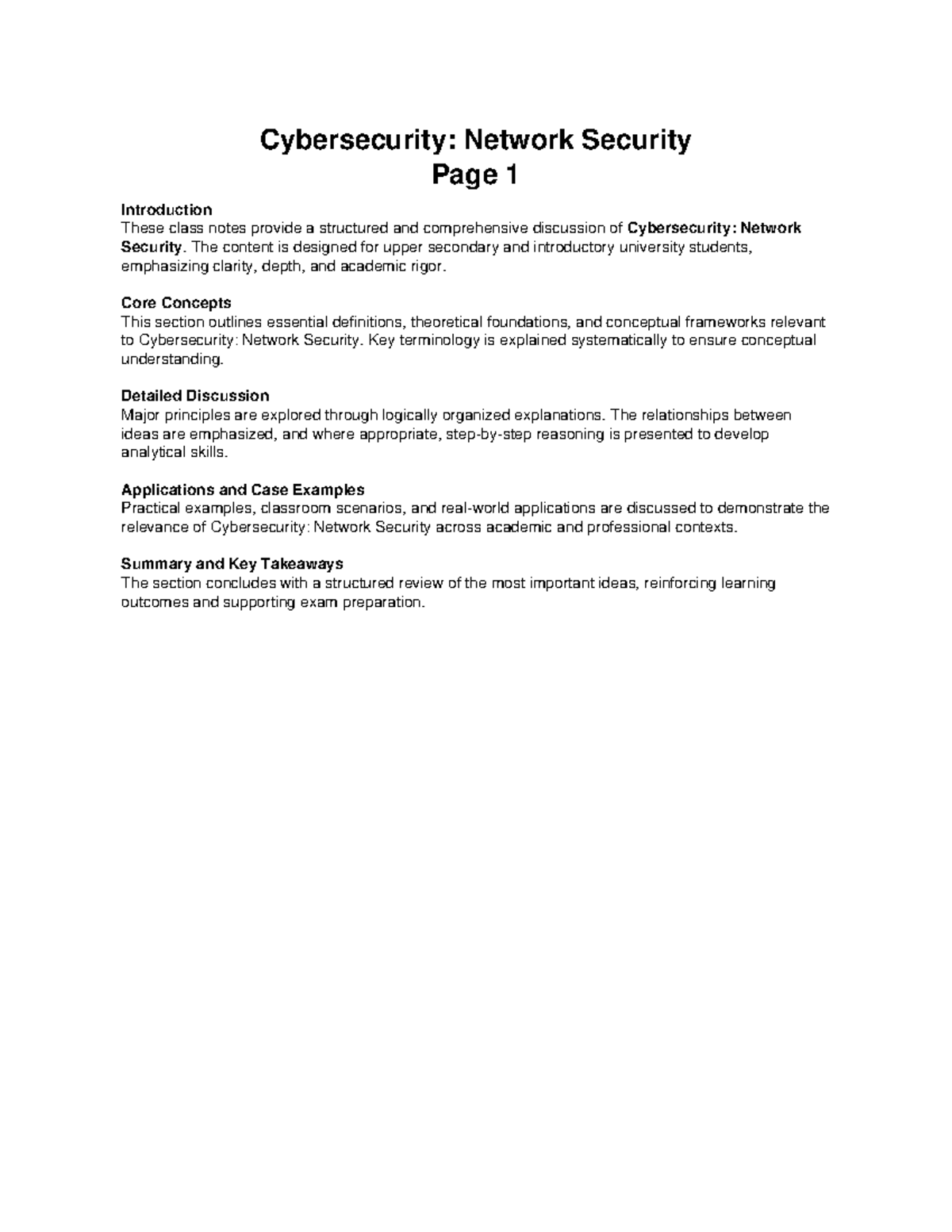 Cybersecurity: Network Security Class Notes Set 5 - Studocu
