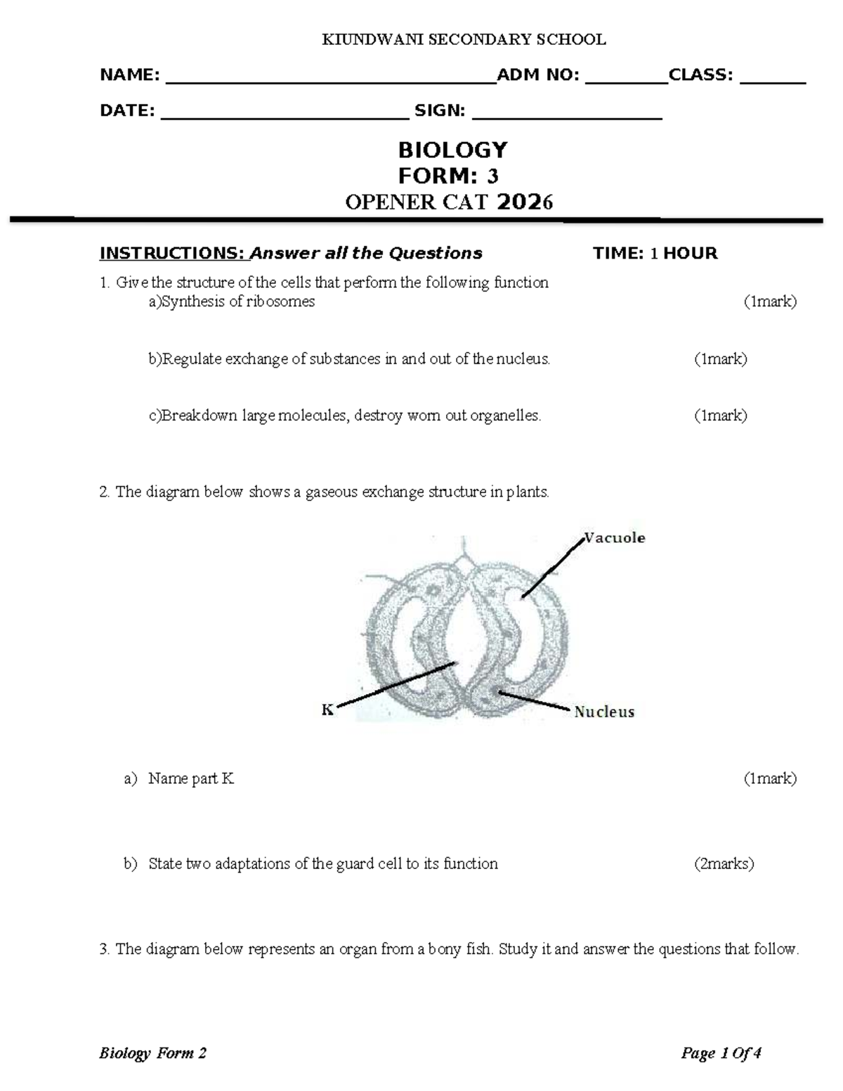 2026 BIO F3 Opener CAT Revision Notes - Studocu