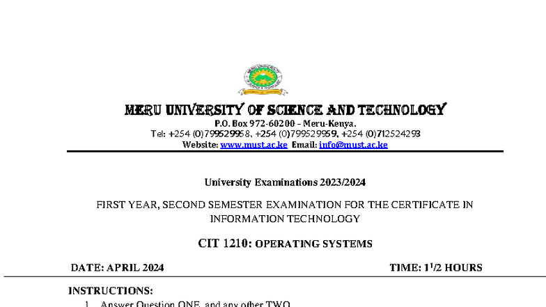 CIT-1210- Operating- Systems- MUST is ISO 9001:2015MUST is ISO 9001 ...