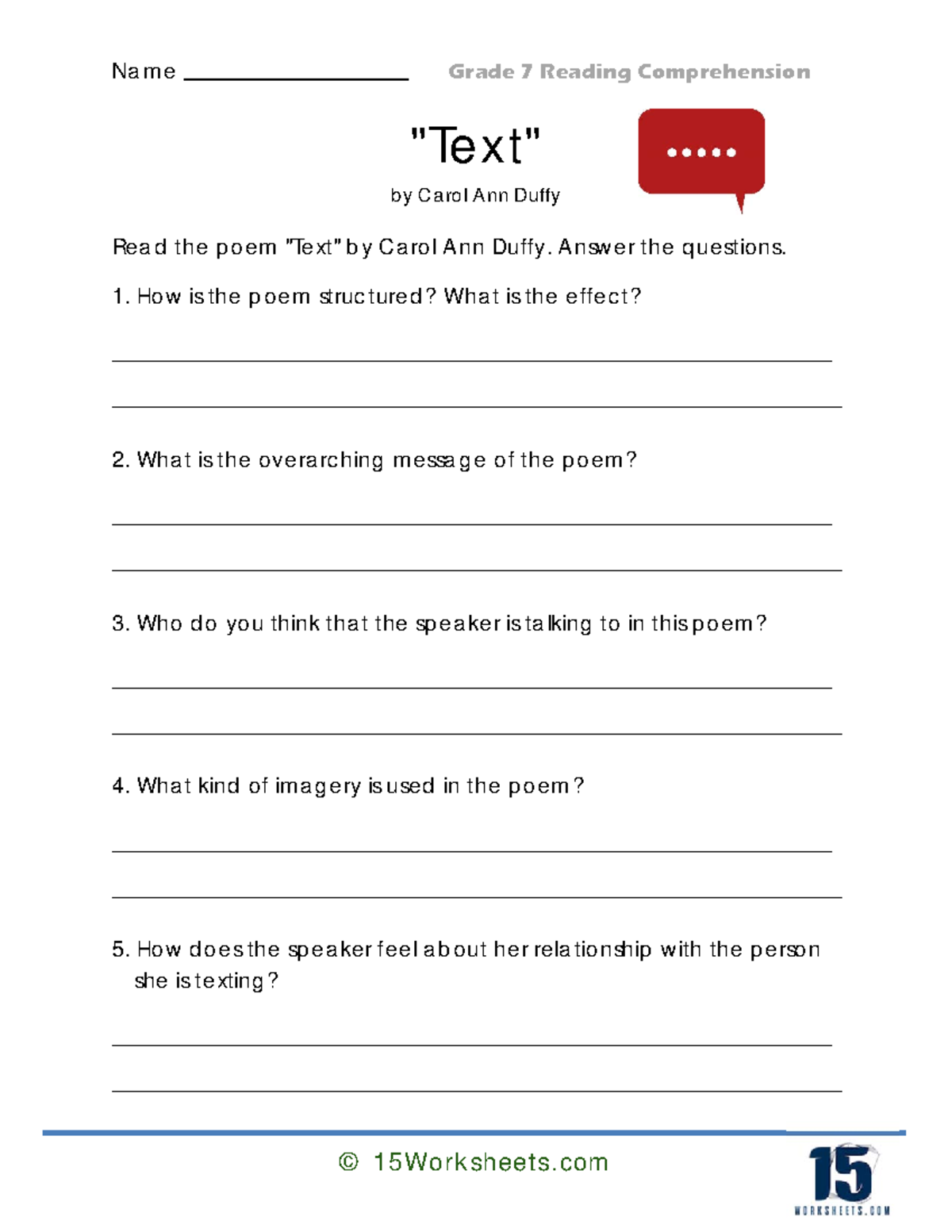 2-703 - Reading Materials for Practice - Name Grade 7 Reading ...