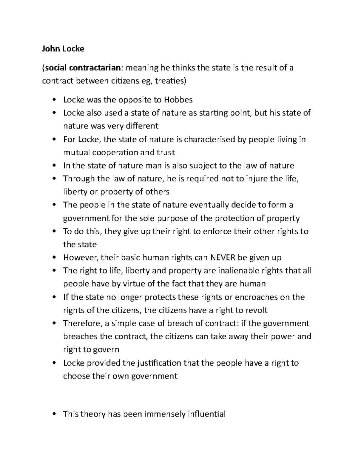 John Locke's Social Contract Theory and Its Implications - Studocu