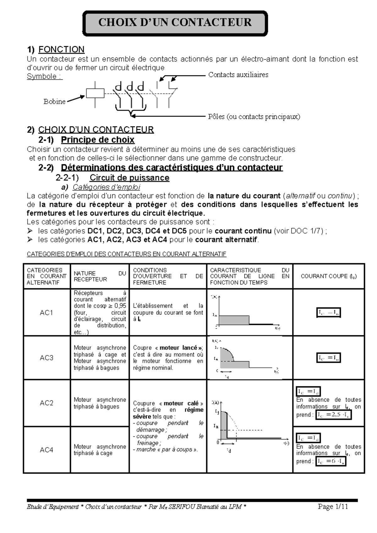 Choix d'un Contacteur: Caractéristiques et Applications Techniques ...