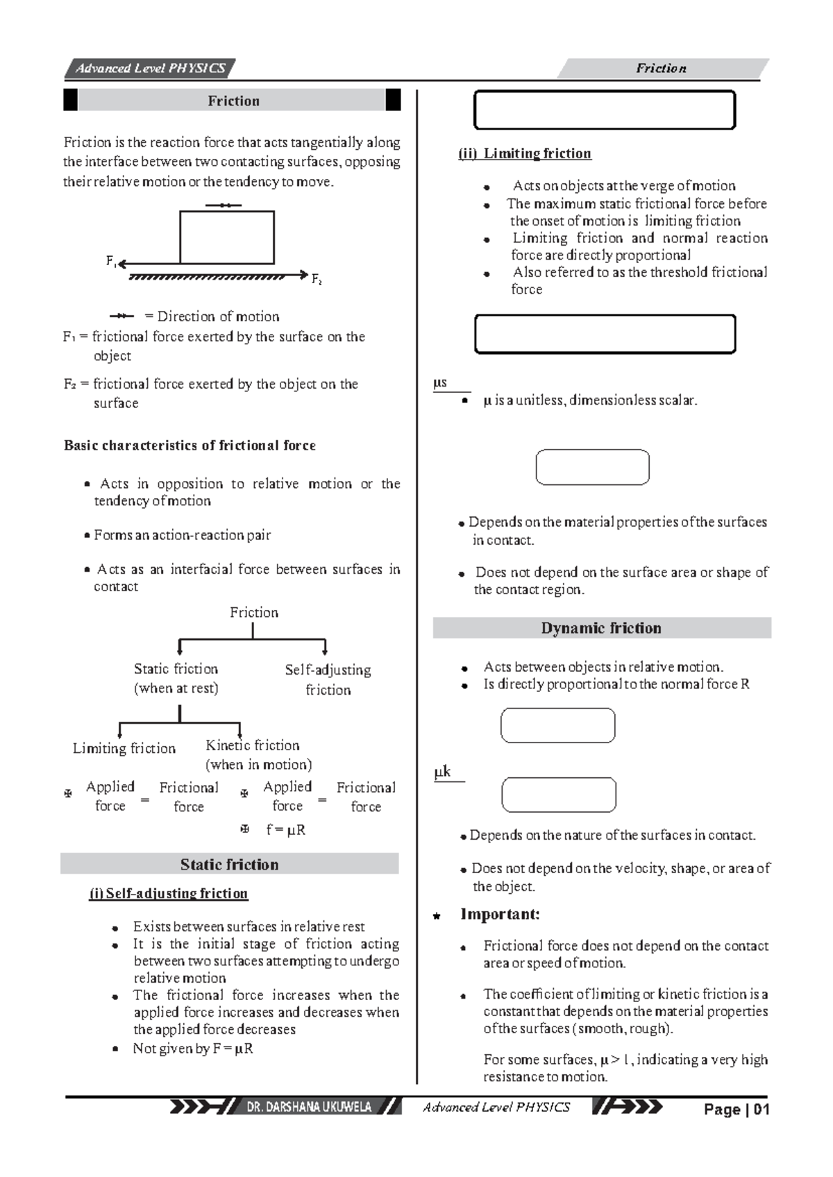 Advanced Level PHYSICS: Comprehensive Study on Friction Concepts - Studocu