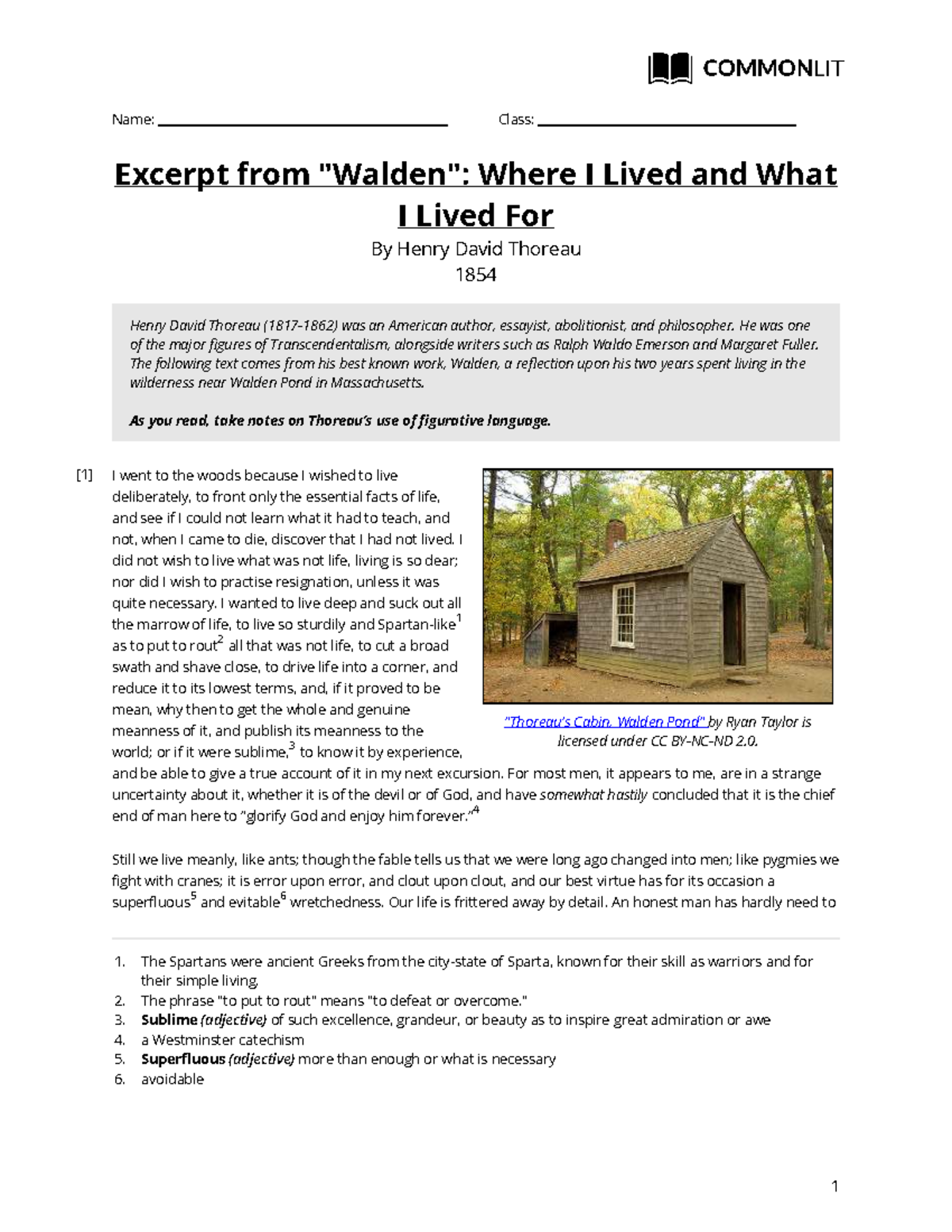 Walden Excerpt Analysis: Figurative Language in Thoreau's Work - Studocu