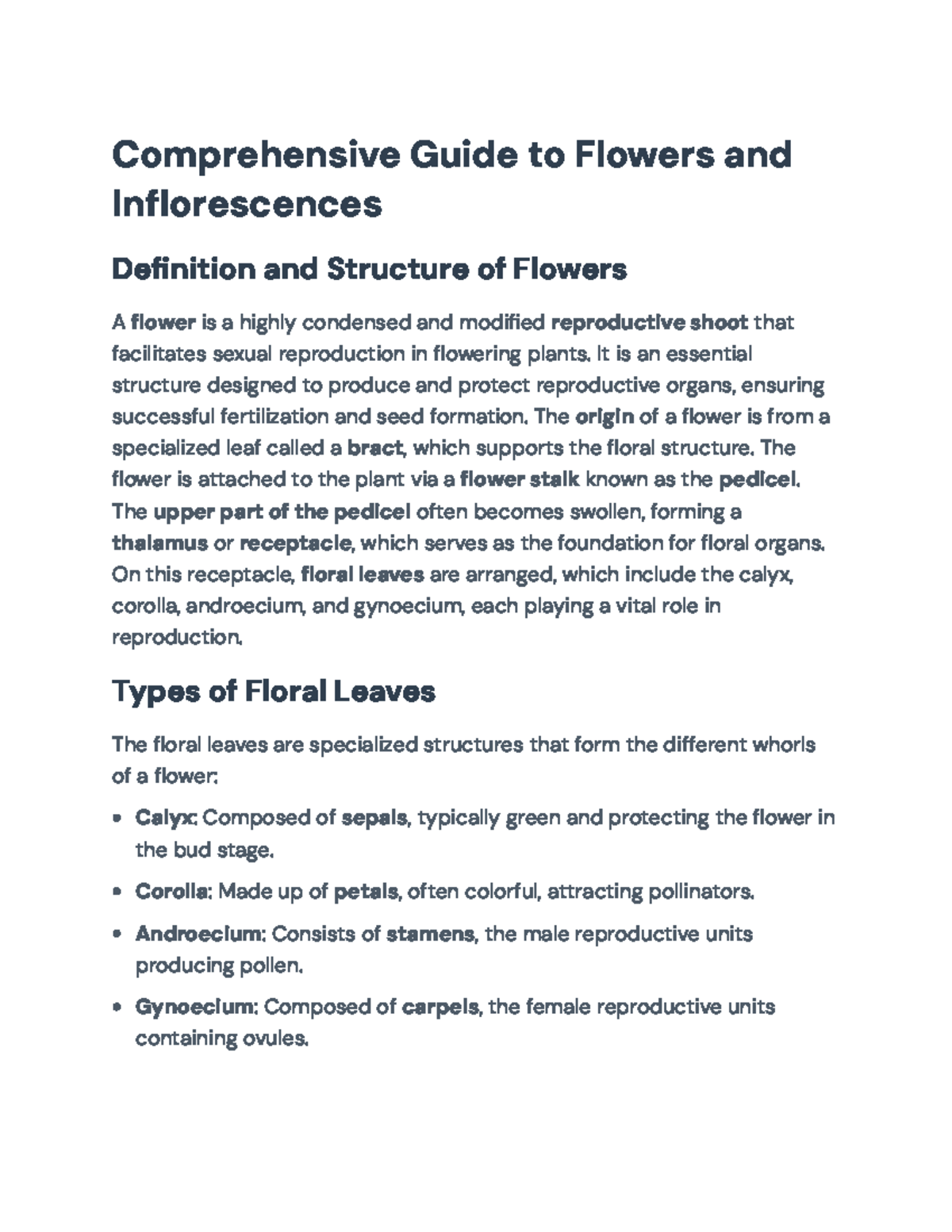 Comprehensive Guide to Flower Structure & Inflorescence Types (BIO101 ...