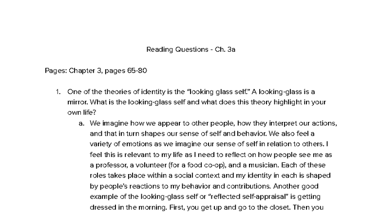 Reading Questions - Ch. 3a - Identity Theory Insights - Studocu