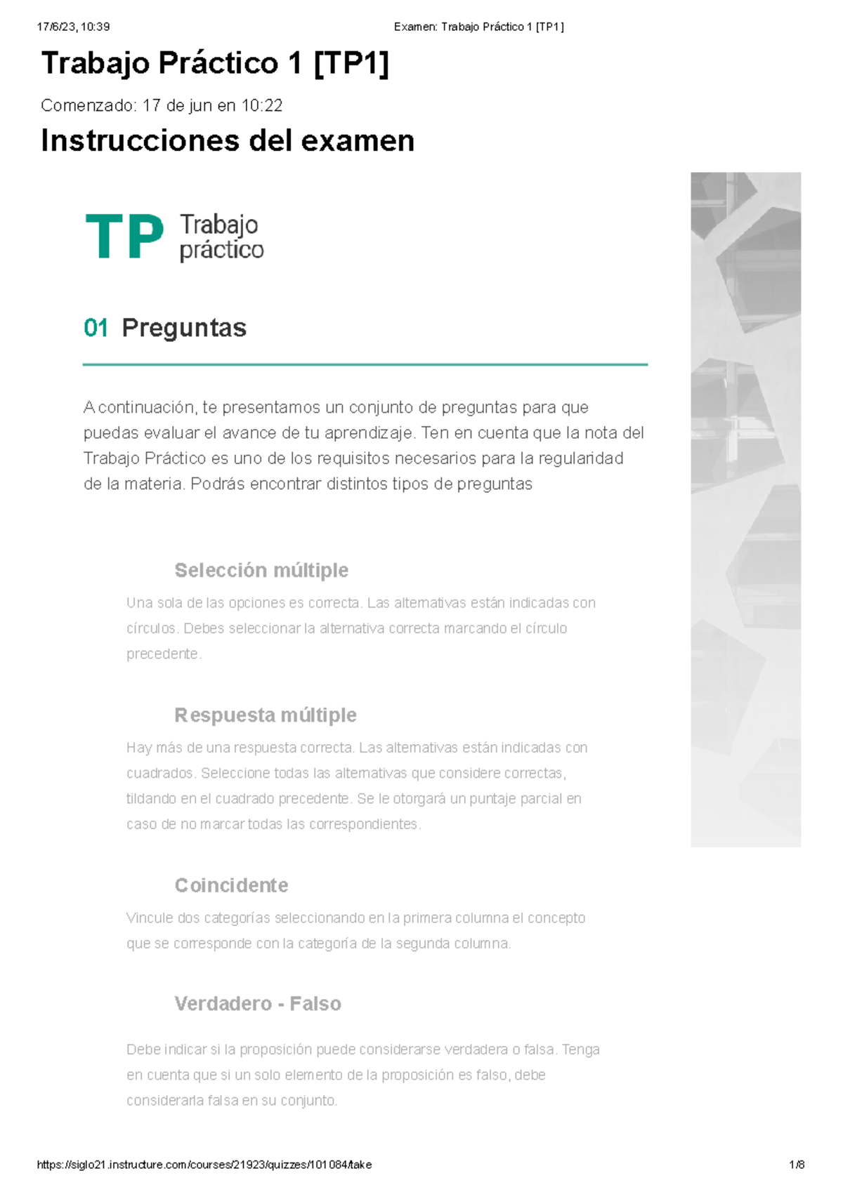 TP1 Logistica - TP1 Logística - Trabajo Práctico 1 [TP1] Comenzado: 17 de jun en 10 ...