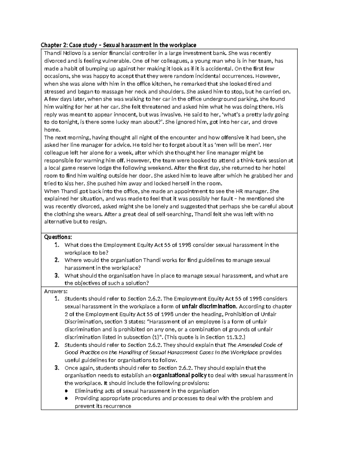 Case Study: Sexual Harassment in the Workplace (Chapter 2) - Studocu
