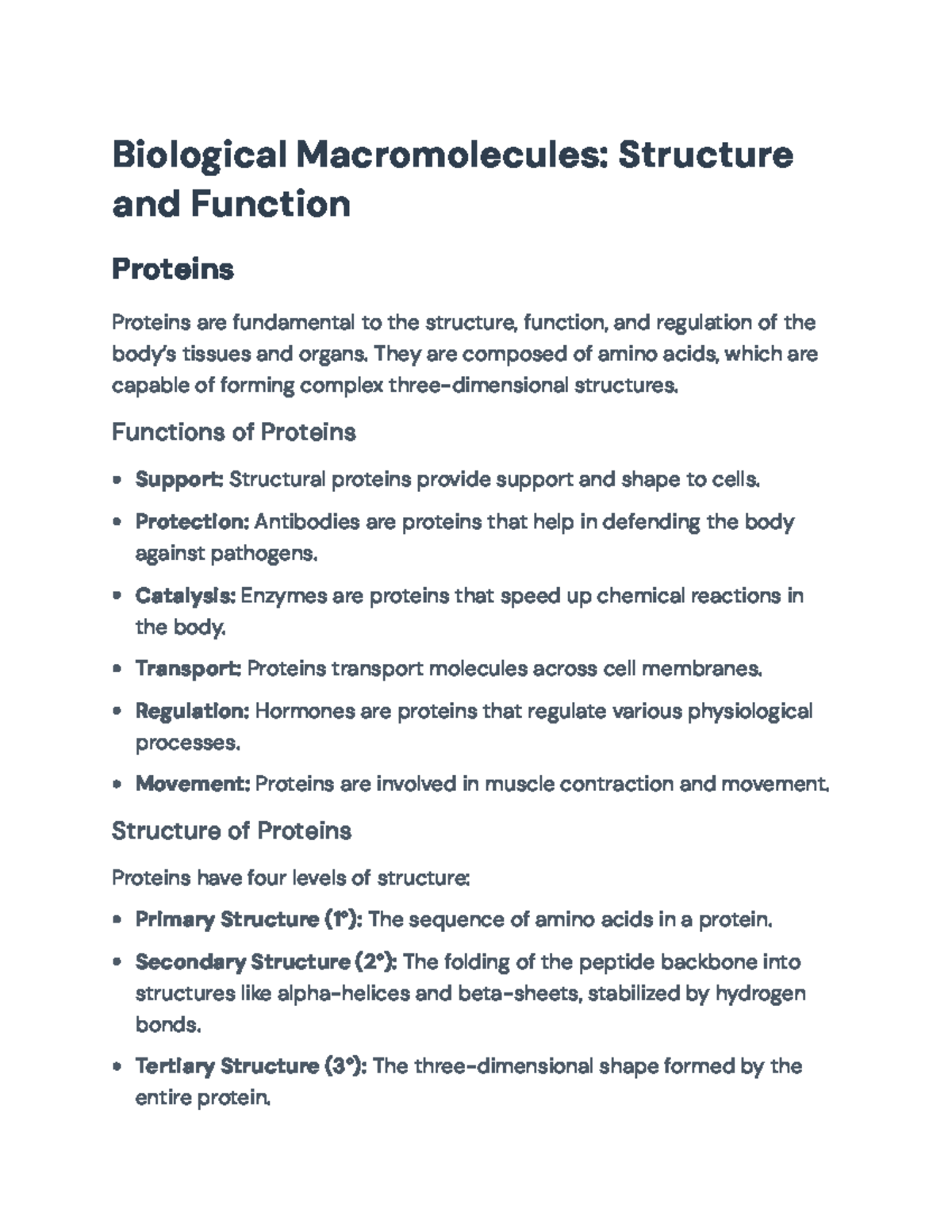 Biological Macromolecules: Structure and Function Overview - Biological ...