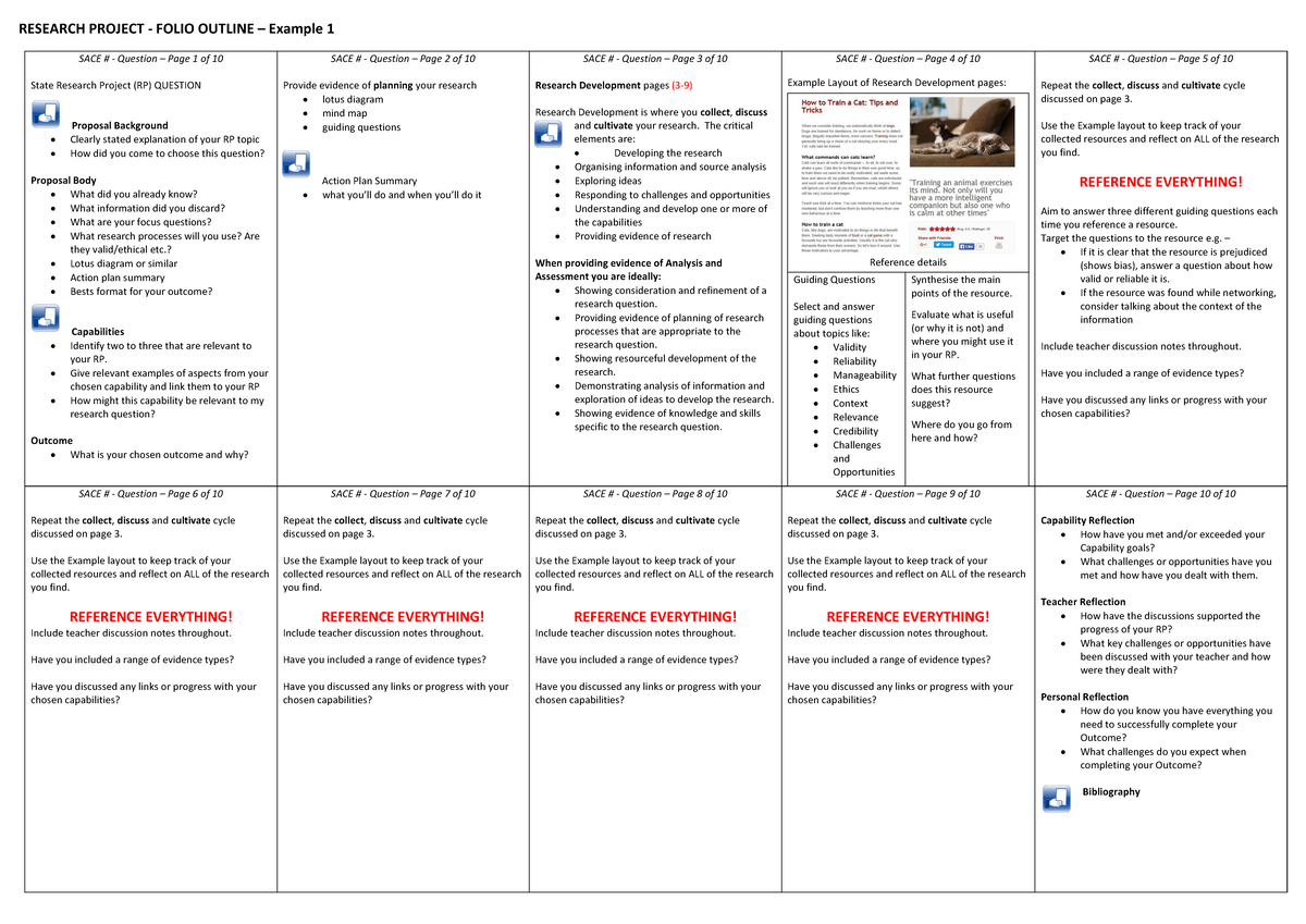 SACE # Research Project Folio Outline - Template and Guidelines - Studocu