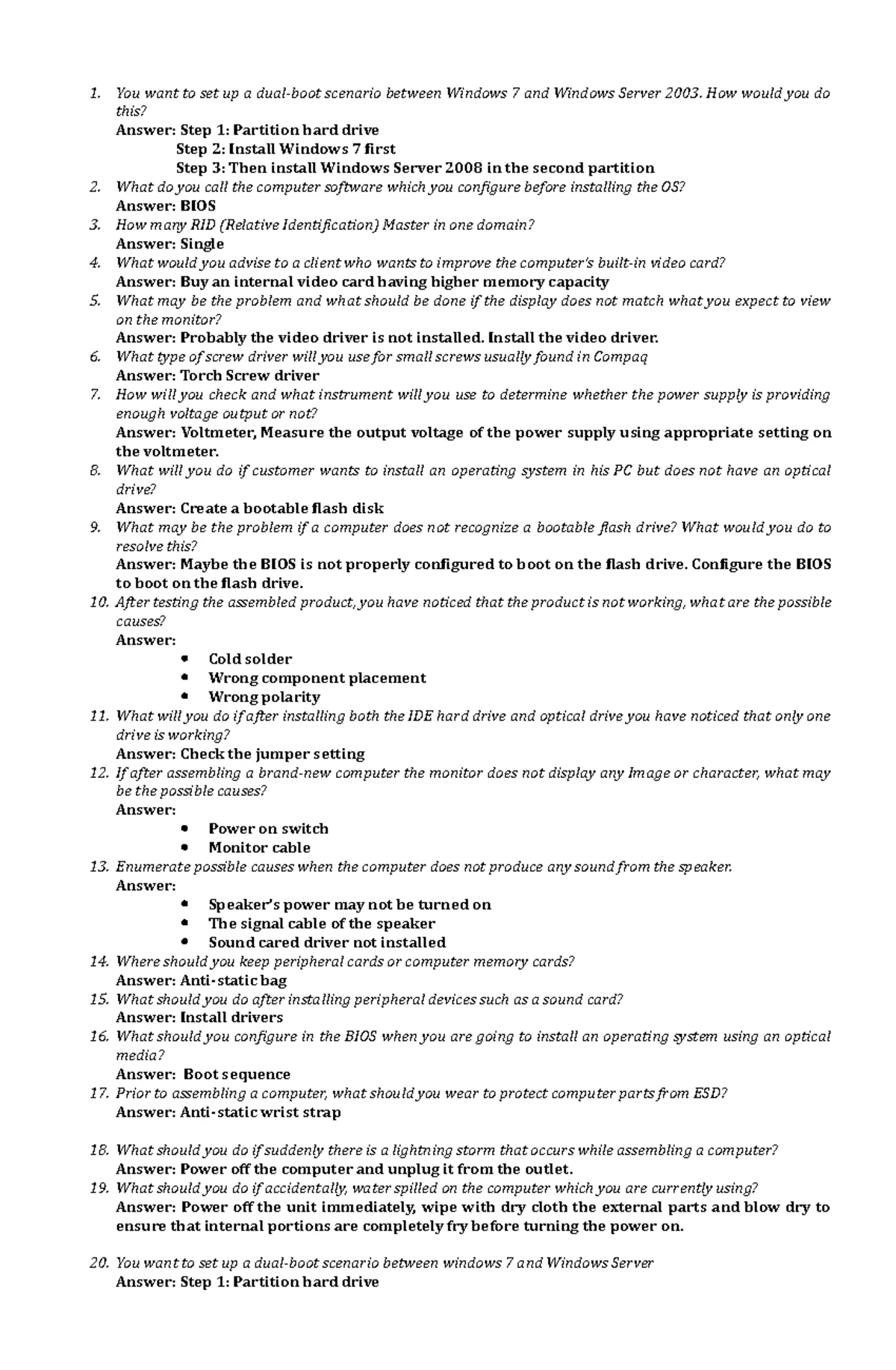 NC2 Reviewer - Computer System Servicing - National Certificate II ...