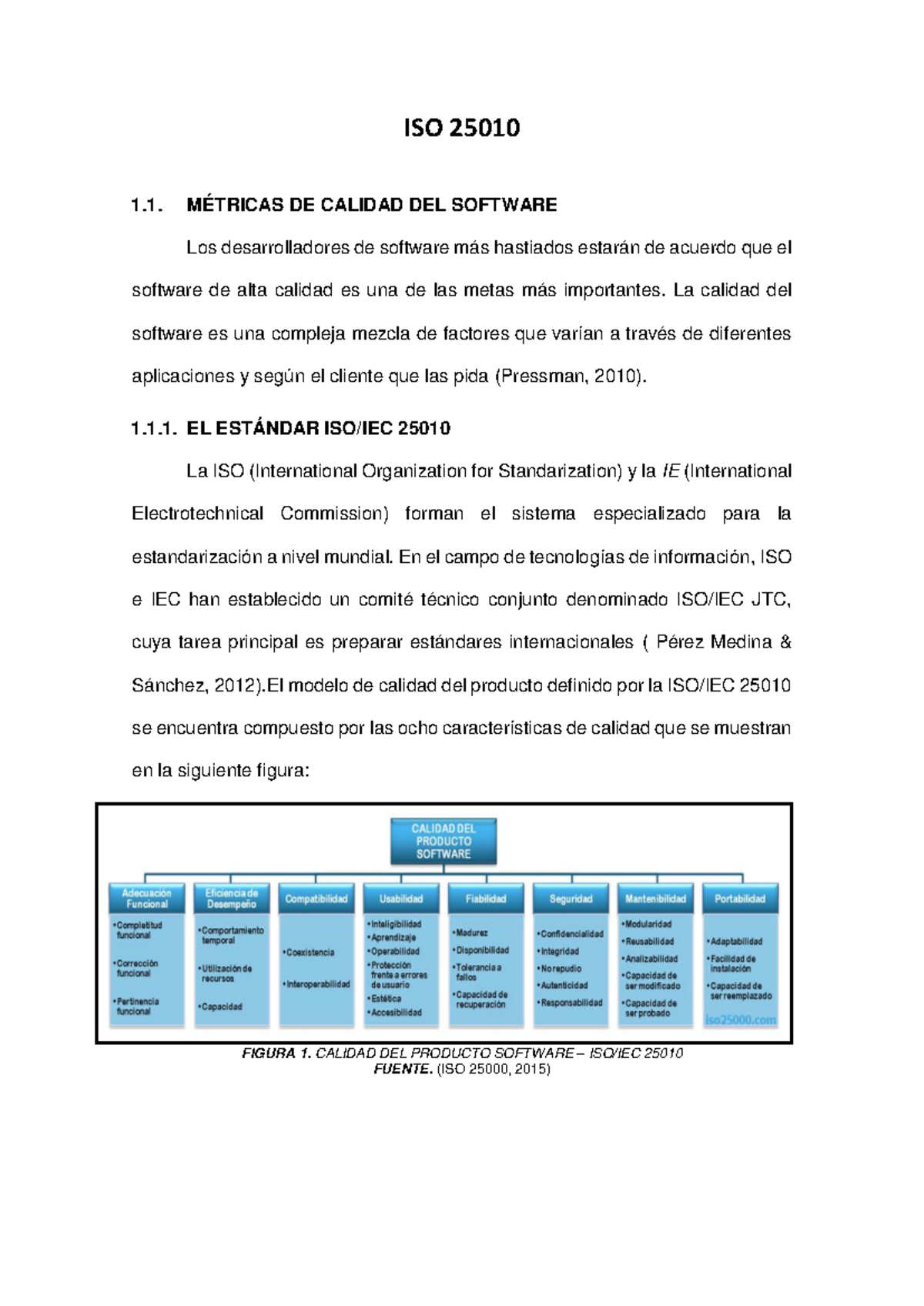 ISO 25010: Métricas de Calidad de Software y sus Características - Studocu