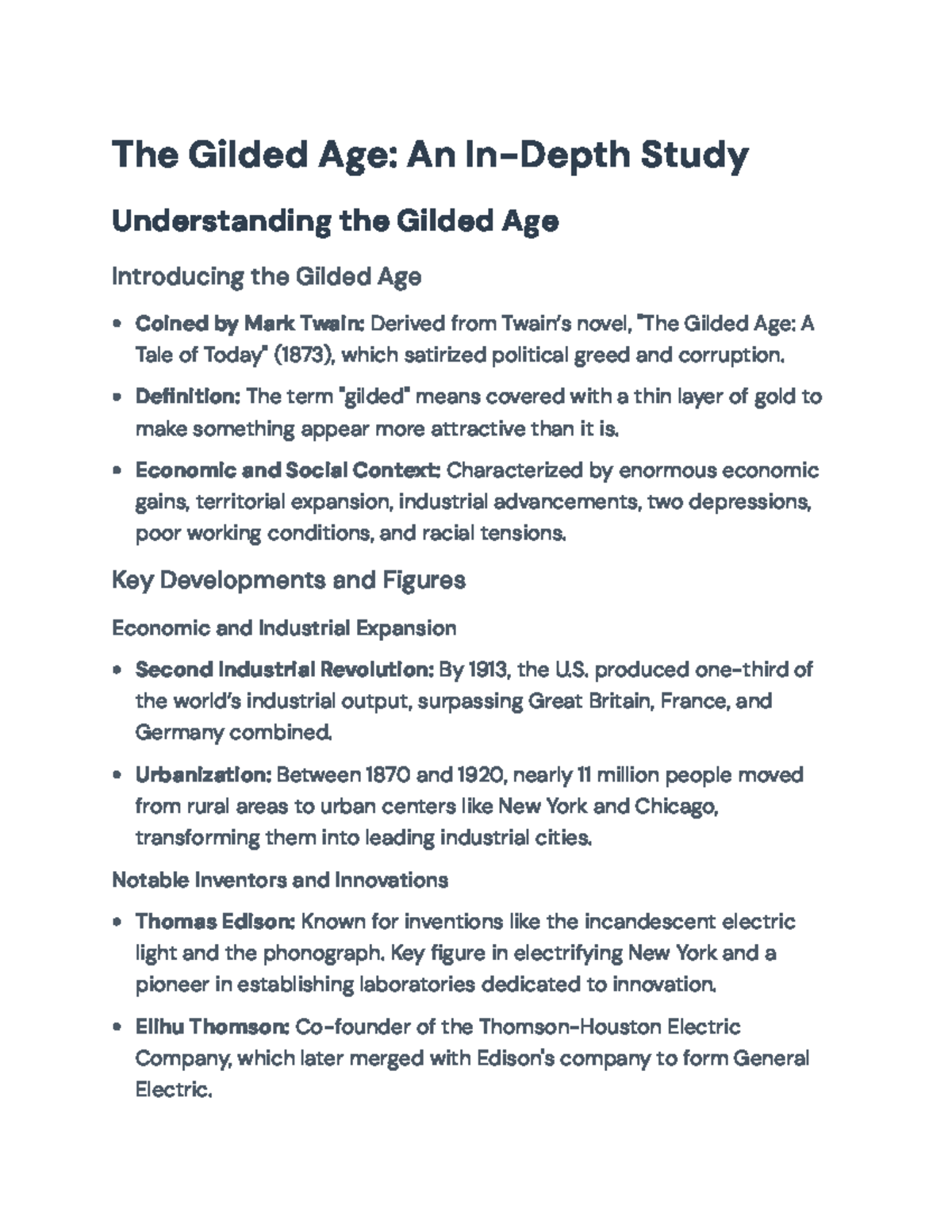 The Gilded Age: Economic Expansion & Social Dynamics (HIST 101) - Studocu