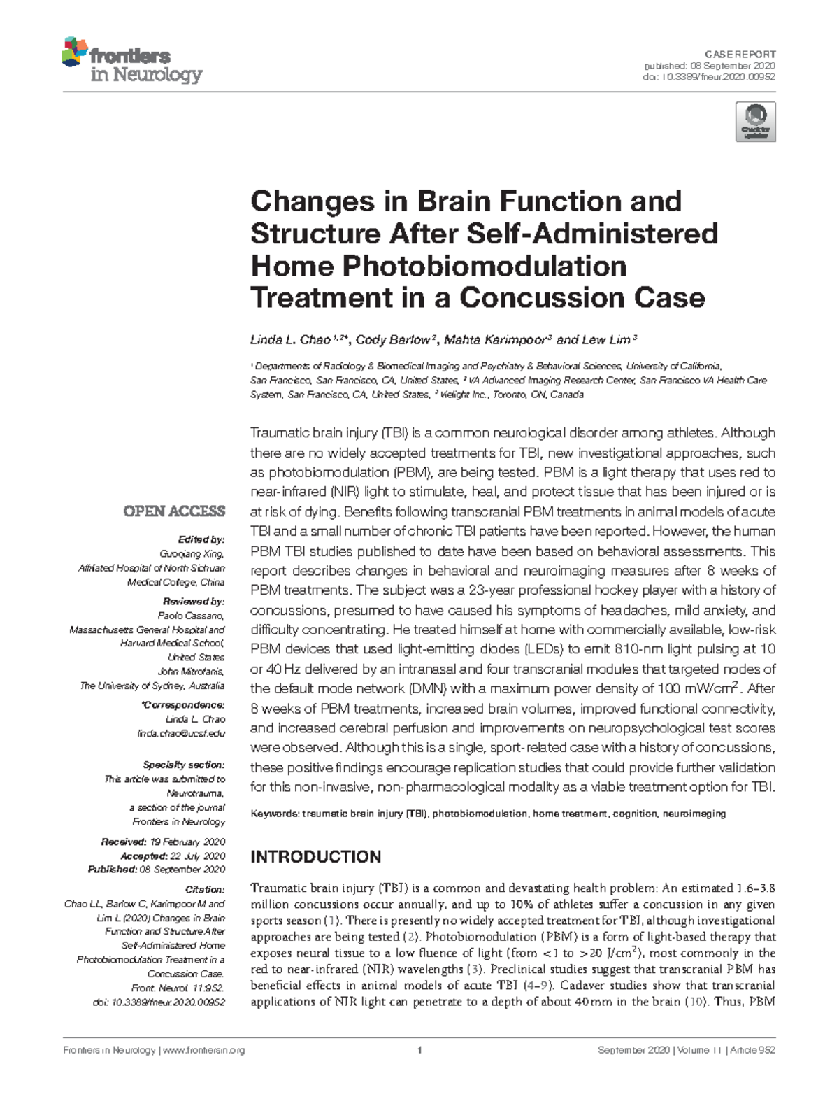 "Case Study: Brain Changes from Home PBM Treatment in TBI Patient ...