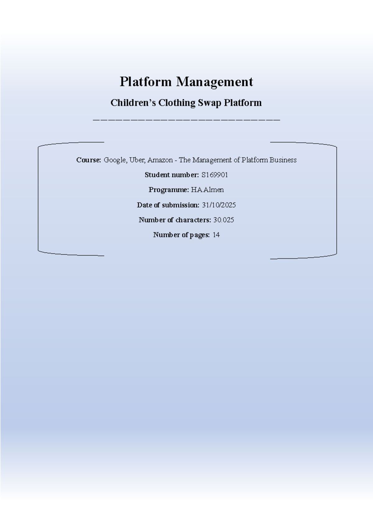 Children's Clothing Swap Platform Exam: Insights & Reflections - Studocu